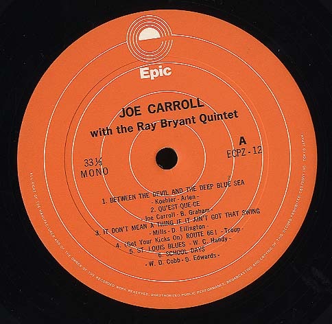 JOE CARROLL WITH RAY BRYANT QUINTET JOE CARROLL(vo) - 中古オーディオ 高価買取・販売 ...