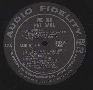 WE DIG PAT DAHL PAT DAHL(vo) - 中古オーディオ 高価買取・販売 ハイファイ堂