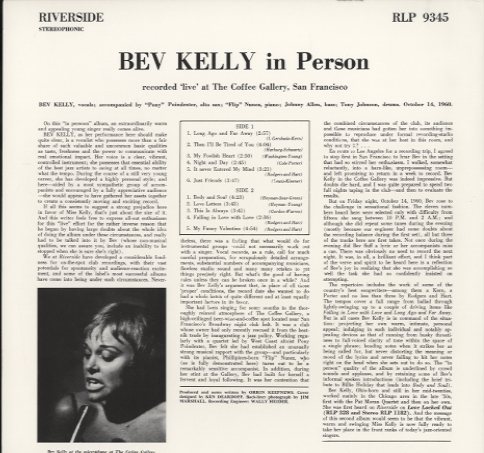 BEV KELLY IN PERSON BEV KELLY(vo) - 中古オーディオ 高価買取・販売 ハイファイ堂