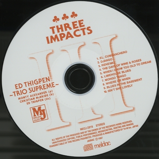 THREE IMPACTS/ED THIGPEN 〜TRIO SUPREME〜 ED THIGPEN - 中古オーディオ 高価買取・販売 ハイファイ堂