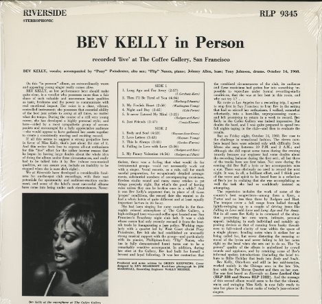 BEV KELLY IN PERSON BEV KELLY(vo) - 中古オーディオ 高価買取・販売 ハイファイ堂