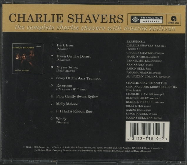 THE COMPLETE CHARLIE SHAVERS WITH MAXINE SULLIVAN CHARLIE SHAVERS - 中古 ...