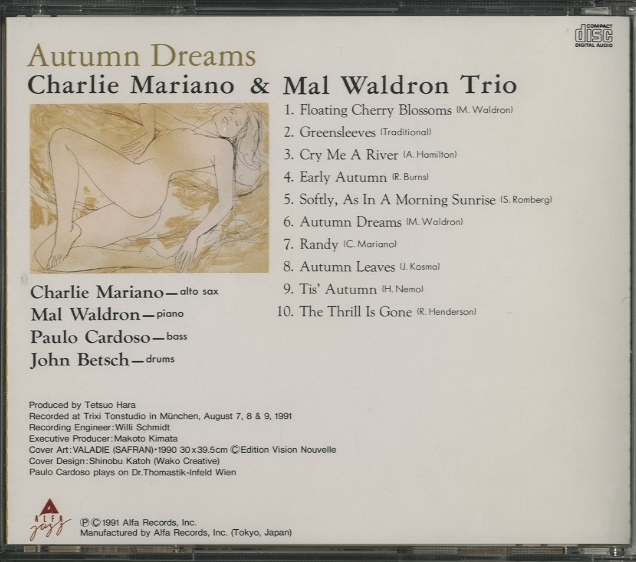 AUTUMN DREAMS/CHARLIE MARIANO & MAL WALDRON CHARLIE MARIANO & MAL ...