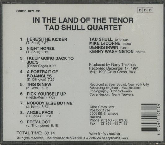 IN THE LAND OF THE TENOR/TAD SHULL TAD SHULL - 中古オーディオ 高価買取・販売 ハイファイ堂