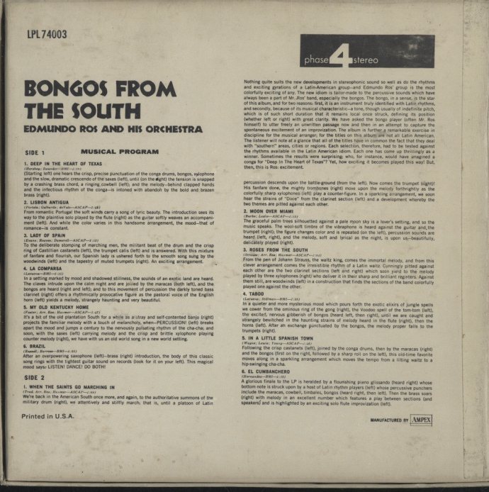 BONGOS FROM THE SOUTH/EDMUNDO ROS EDMUNDO ROS - 中古オーディオ 高価買取・販売 ハイファイ堂