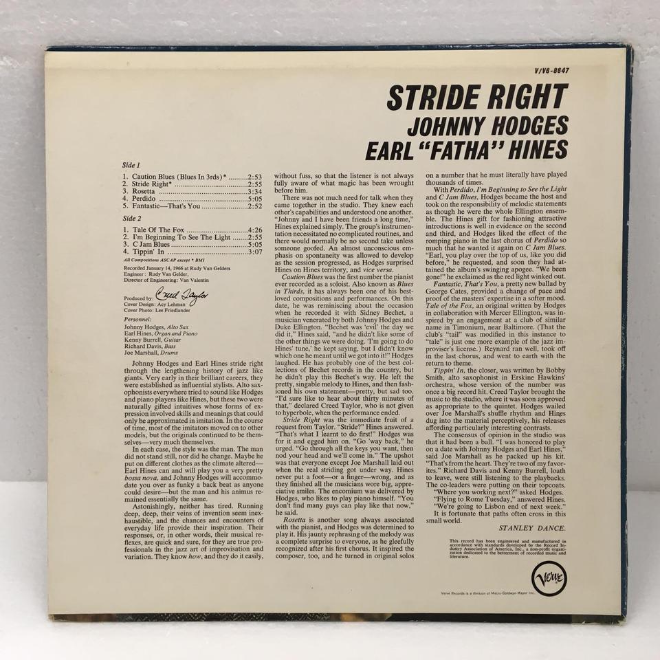 STRIDE RIGHT/JOHNY HODGES JOHNY HODGES - 中古オーディオ 高価買取・販売 ハイファイ堂