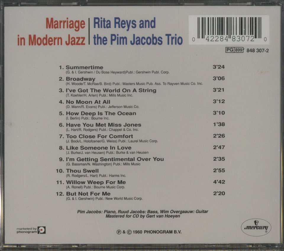 MARRIAGE IN MODERN JAZZ/RITA REYS AND THE PIM JACOBS TRIO RITA REYS ...